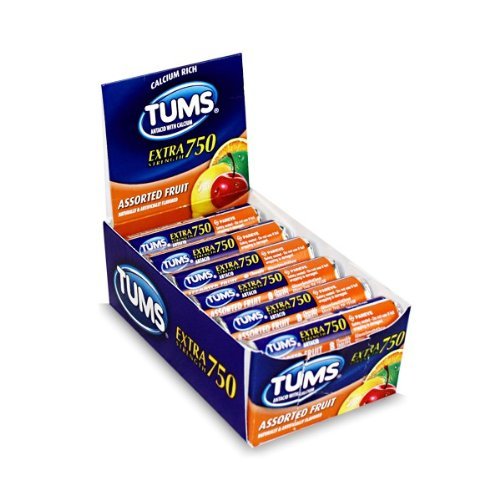 TUMS EXTRA 750 ASSORTED FRUIT FLAVORS 12 ROLLS (ASSORTED FRUIT ...